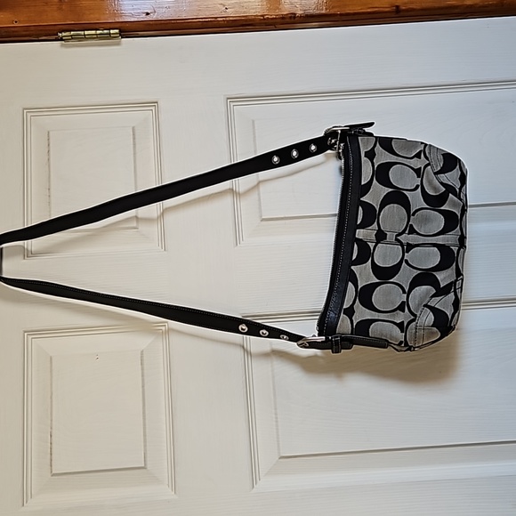 Coach | Bags | Coach Black And Gray Leather Strap Crossbody | Poshmark